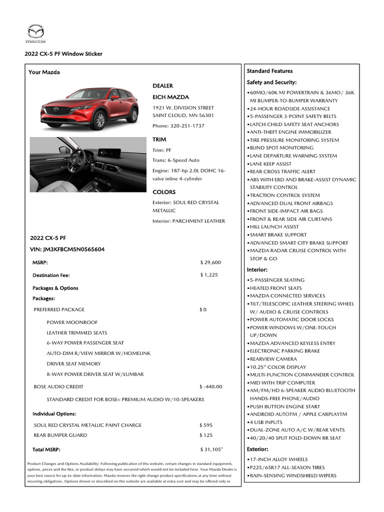 JM3KFBCM5N0565604 Windowsticker | PDF | Airbag | Anti Lock Braking System
