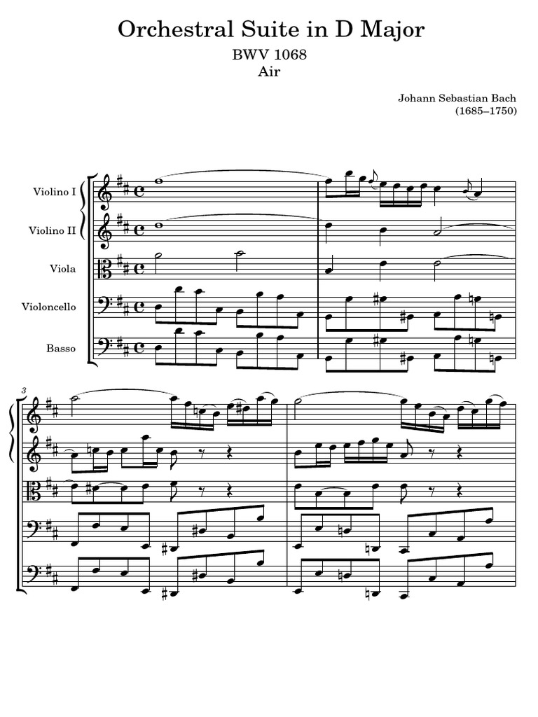 Bach's Air from Orchestral Suite BWV 1068 | PDF | Orchestral Suites ...