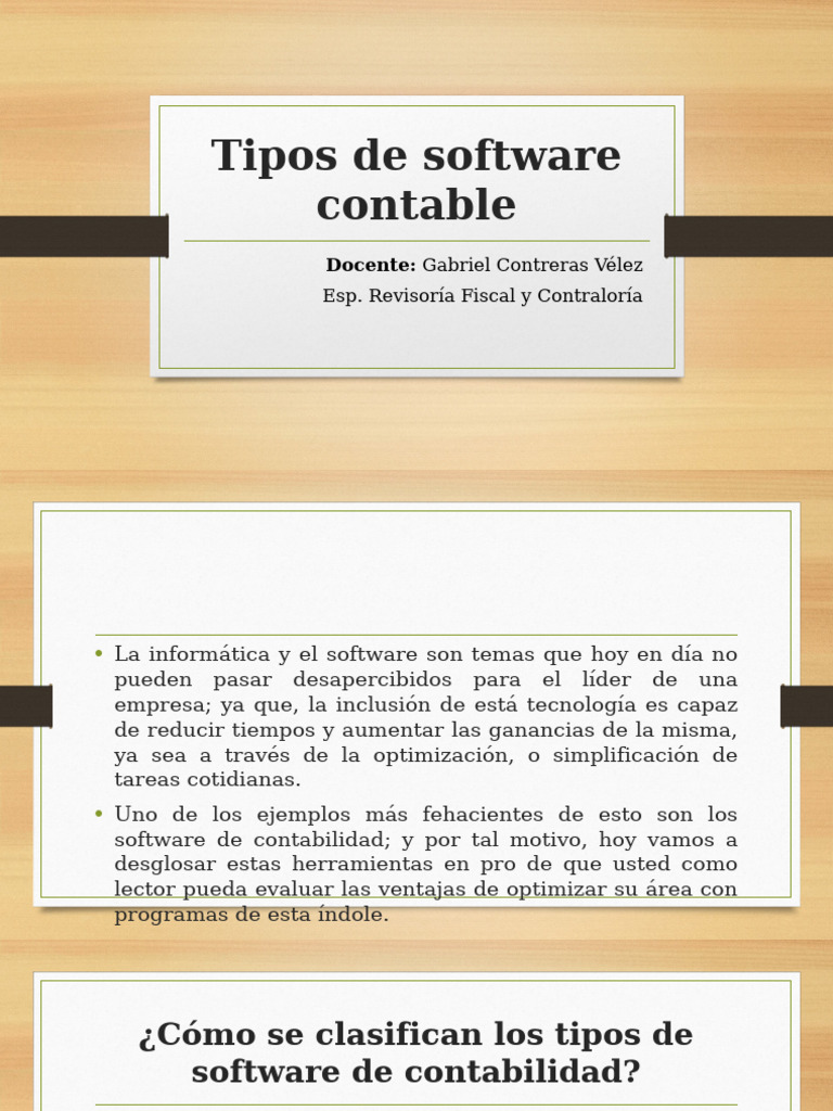 Clase 5-Tipos de Software Contable | PDF | Planificación de recursos empresariales | Computación ...