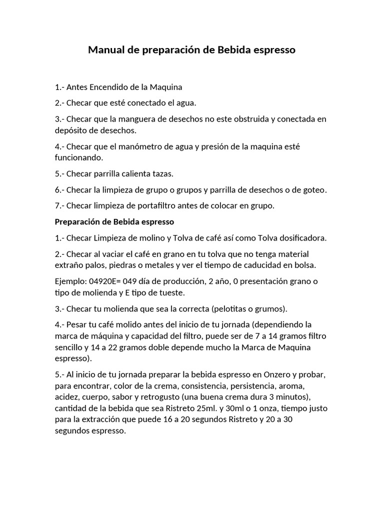 Como Preparar Un Espresso | PDF | café | Molino (molienda)