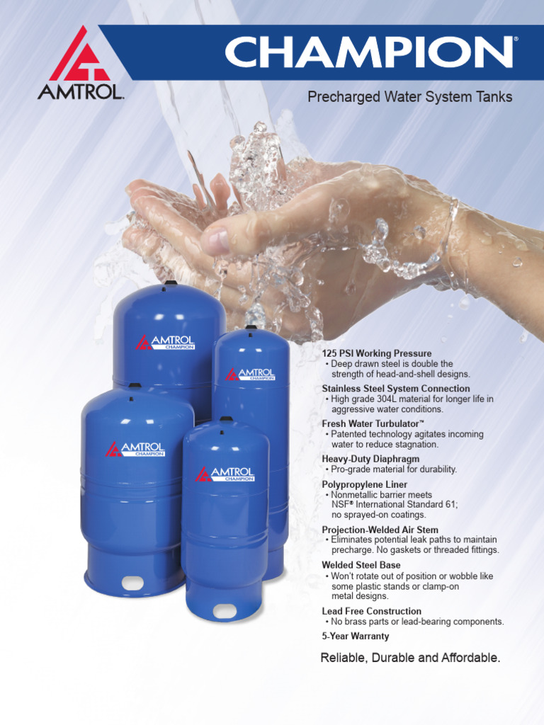 Champion Precharged Water Tanks | PDF | Materials | Mechanical Engineering