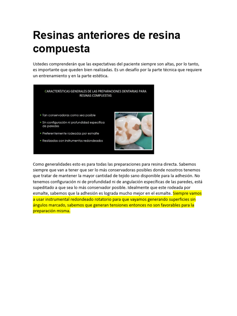 Clase 7 Resinas Anteriores | PDF | Odontología | Boca