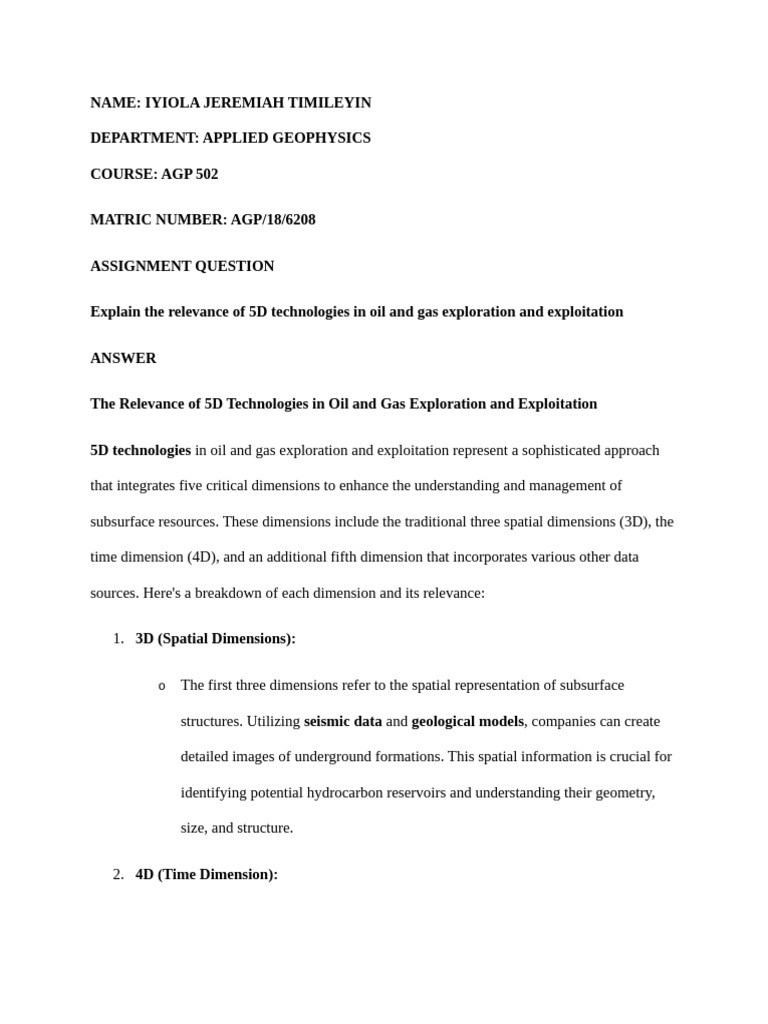 Relevance of 5D Technologies | PDF | Petroleum Reservoir | Hydrocarbon ...