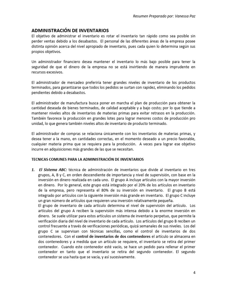 Lectura Sobre Admon de Inventarios | PDF | Planificación de recursos ...