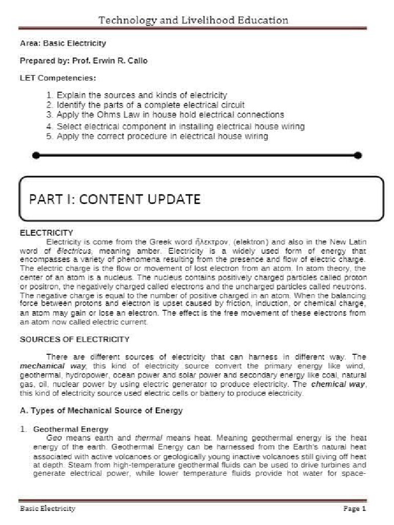 TLE-Basic-Electricity - PDF - Technology and Livelihood | PDF