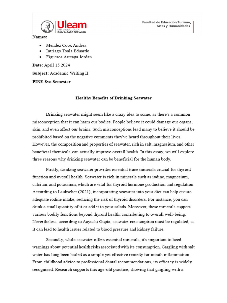 Academic Writing II | PDF | Seawater | Salt