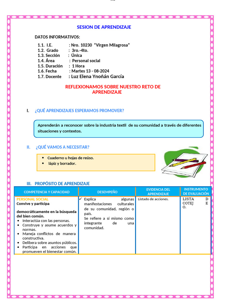 Sesion Reto de Aprendizaje Luz | PDF | Evaluación | Aprendizaje