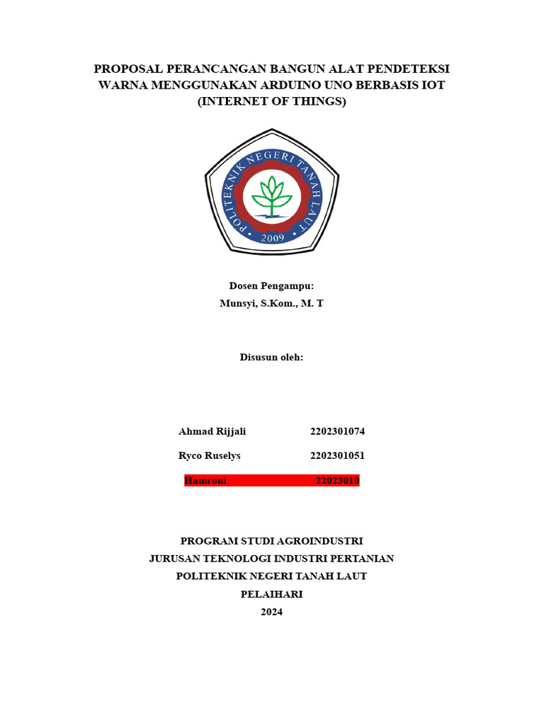 .Proposal Pendeteksi Warna Menggunakan Arduino Uno | PDF | Komputer