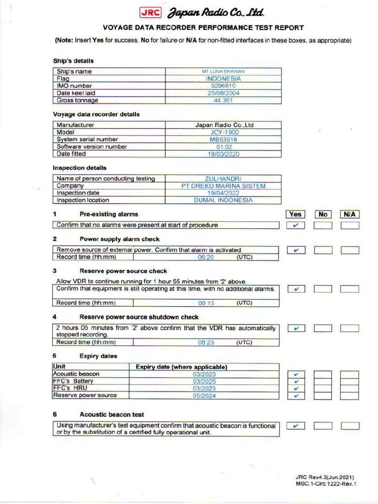 Performance Test Report Vdr 190422 Pdf