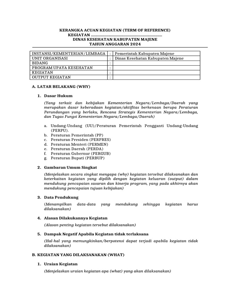 Form TOR untuk Pengelola Program (1) | PDF