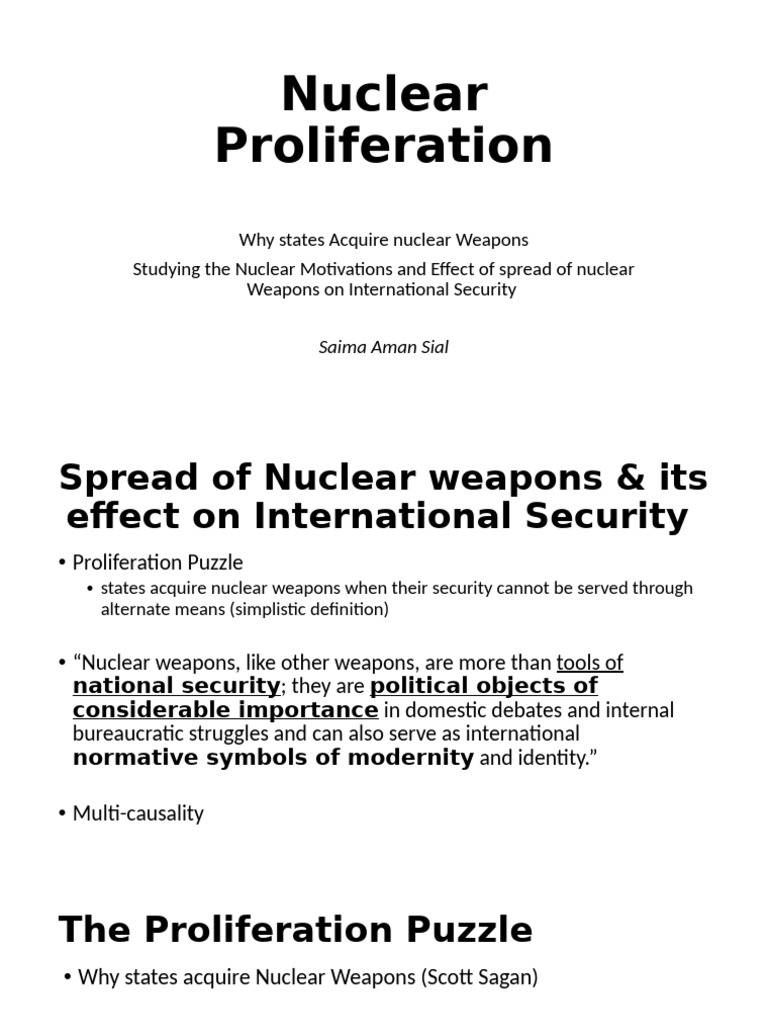Nuclear ProliferationMotivations | PDF | Nuclear Proliferation | Deterrence Theory