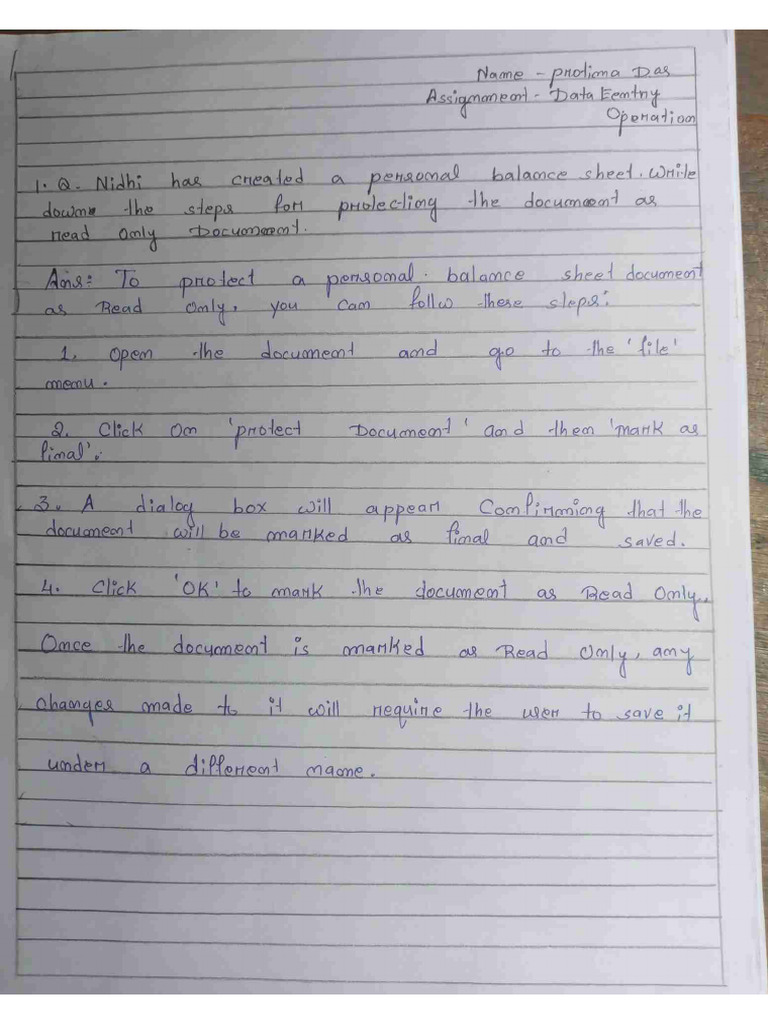 Data Entry Operation TMA. Protima Das | PDF