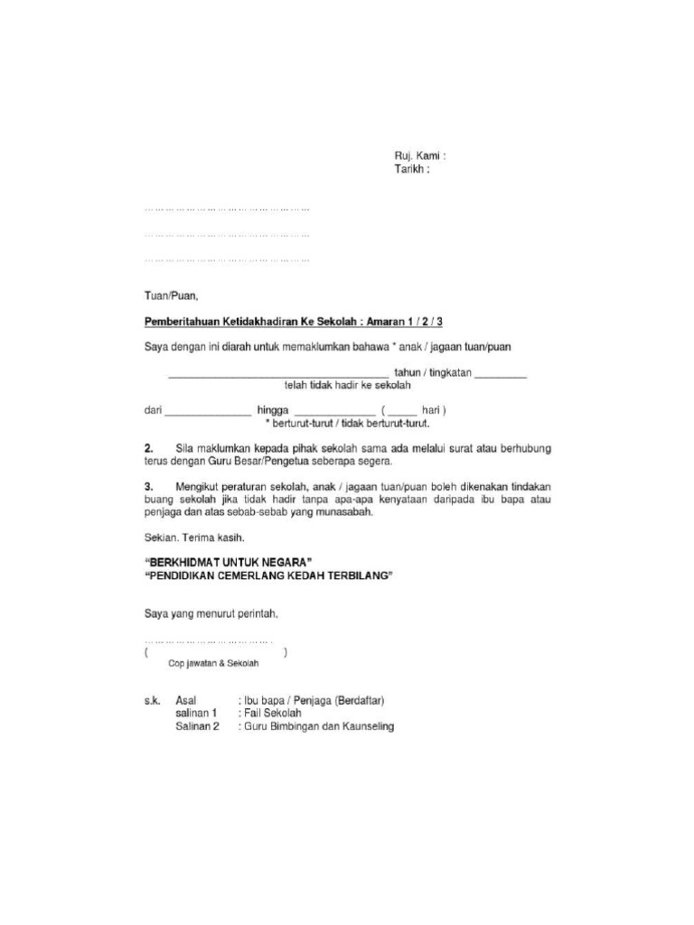 Surat Ponteng Sekolah | PDF