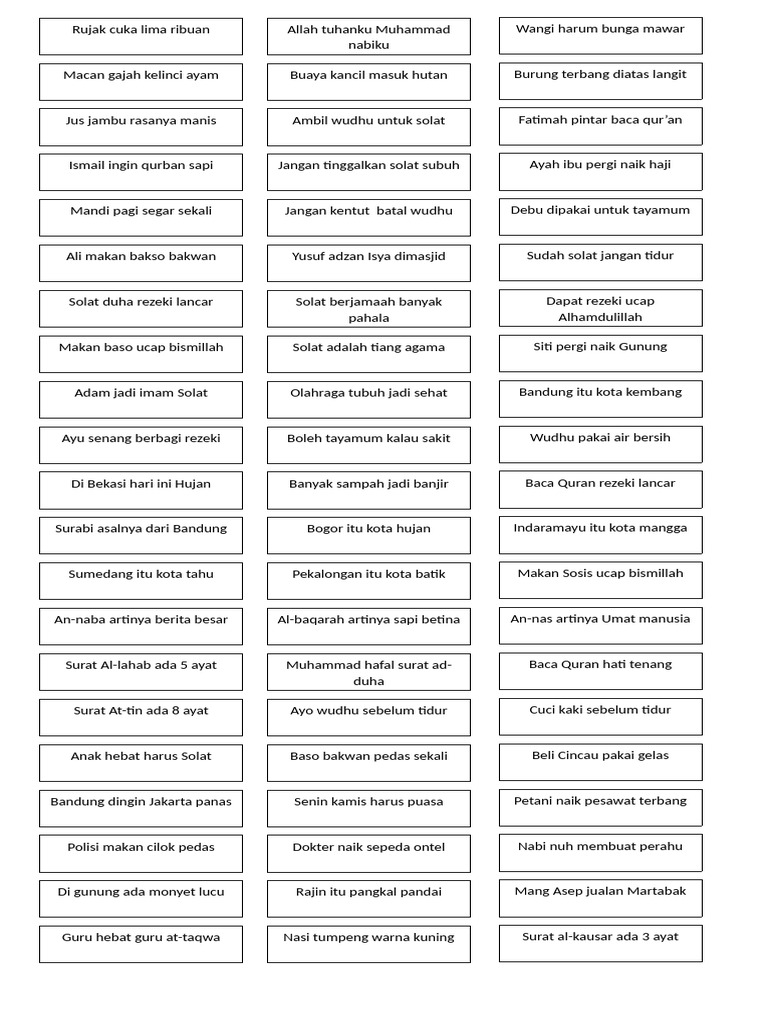 Tebak Kata Kelas 1 J2 J3 | PDF