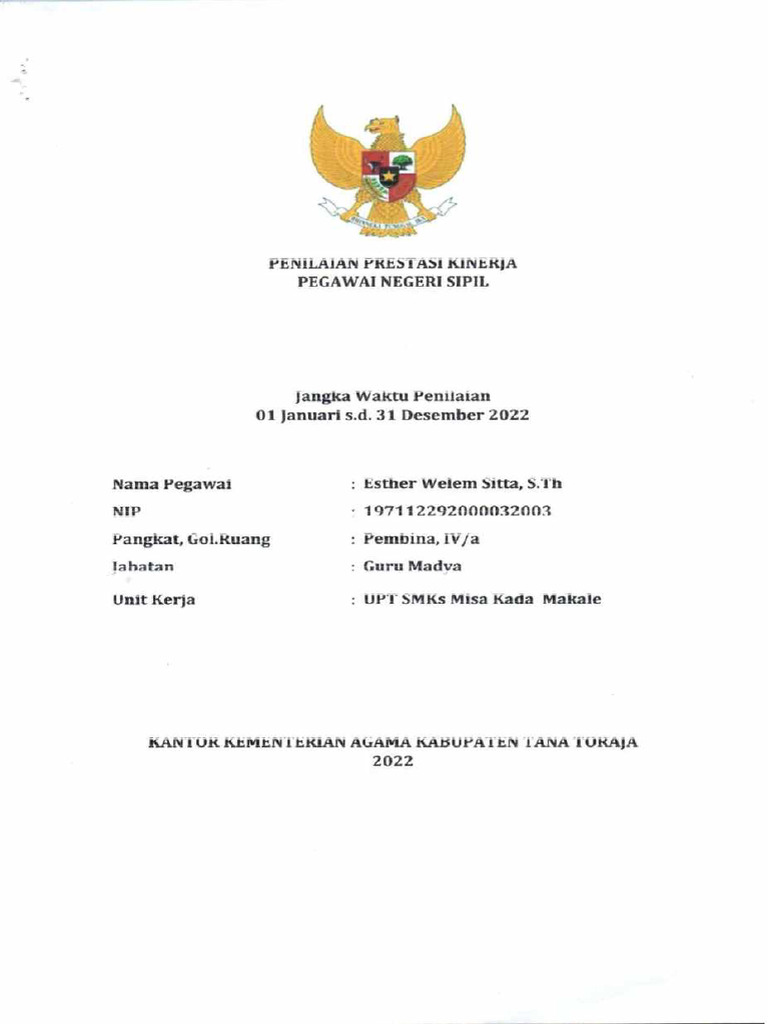 SKP Tahun 2022 Esther Welem Sitta, S.TH - Compressed | PDF