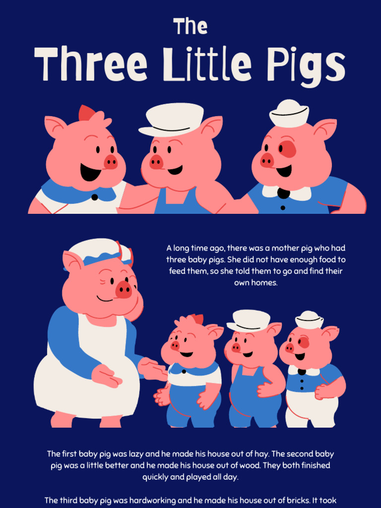 The Three Little Pigs Educational Presentation in Blue and Red ...