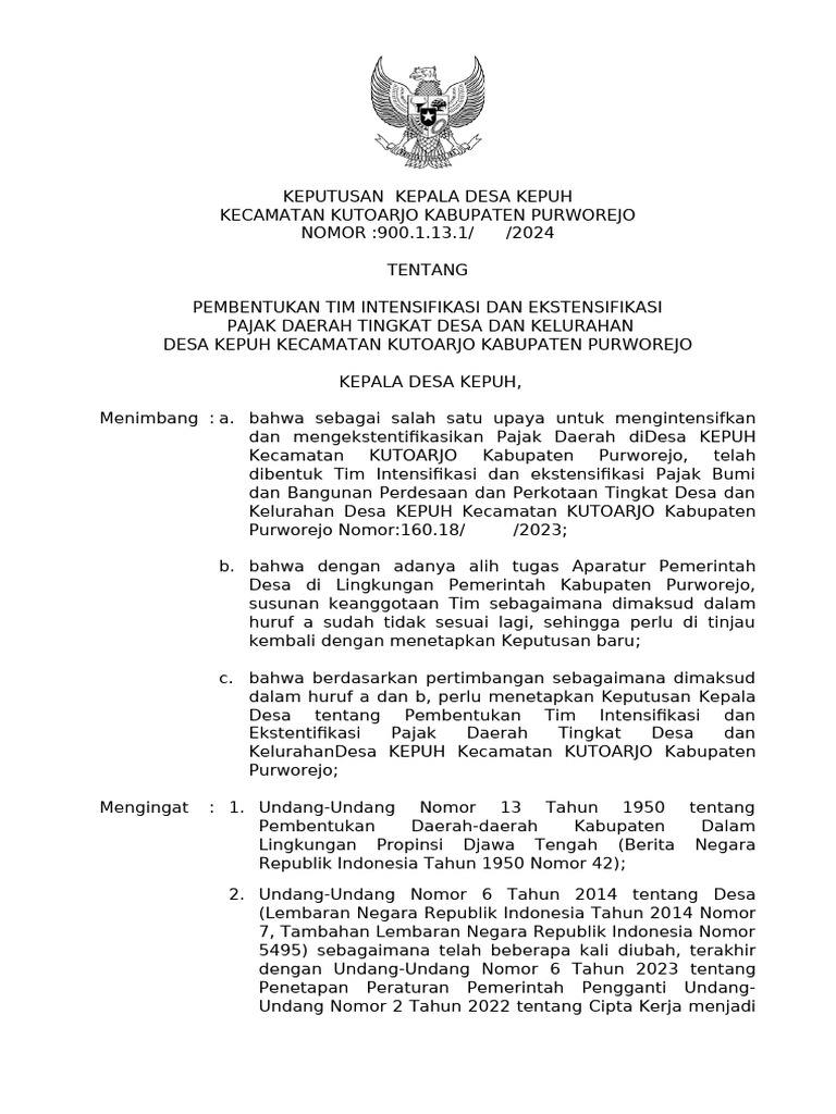 SK Tim PBB Desa 2024 | PDF