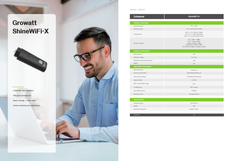 7 - Datalogger ShineWiFi-X - Growatt | PDF | Usb | Ieee 802.11