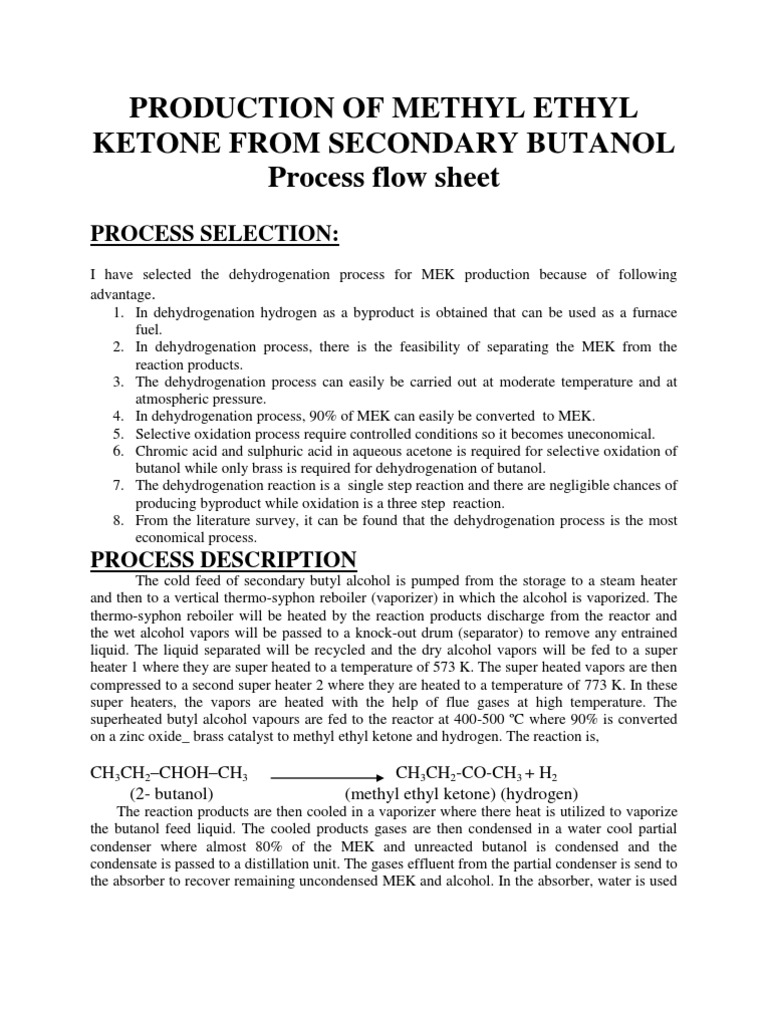 MEK Production via Butanol Dehydrogenation | PDF | Distillation | Alcohol
