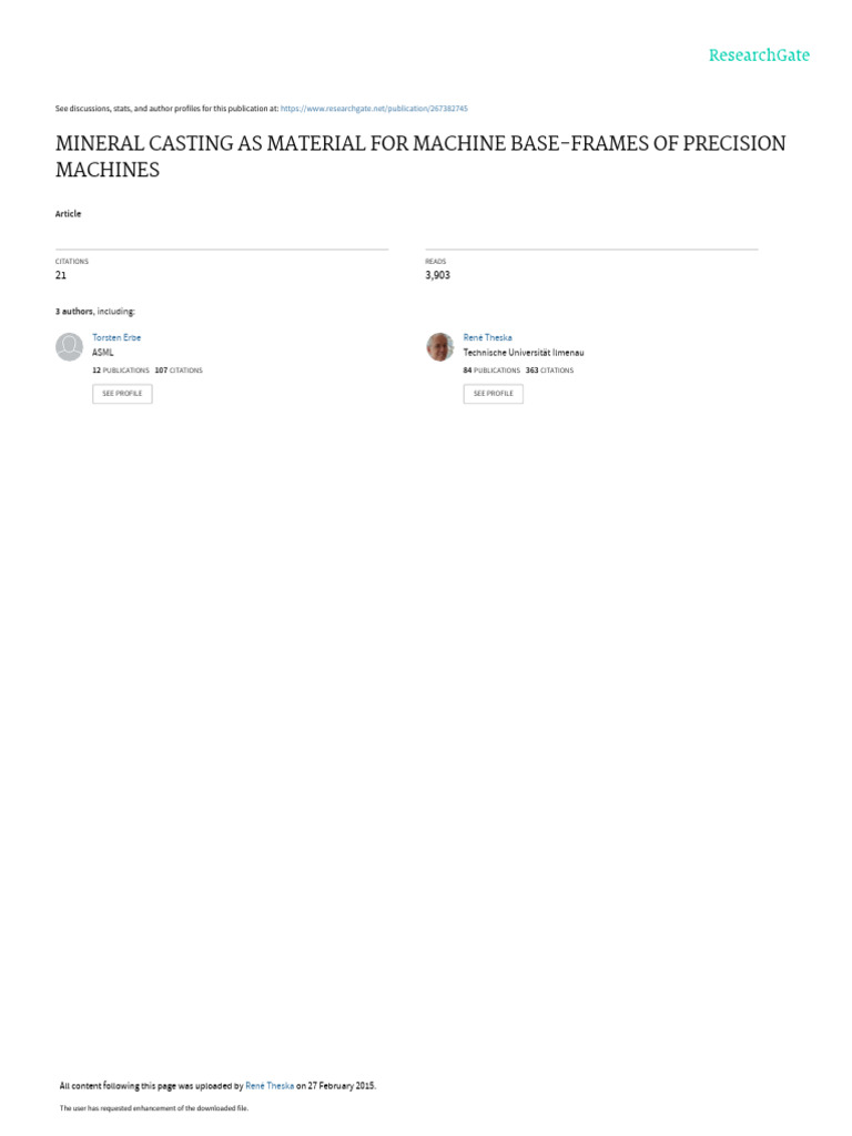 Mineral Casting As Material For Machine Base-Frame | PDF | Concrete ...