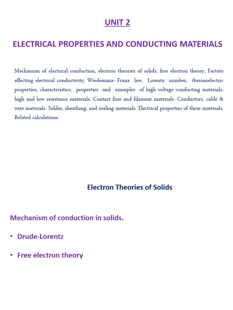 Unit 2 Full | PDF | Electrical Resistivity And Conductivity | Electron