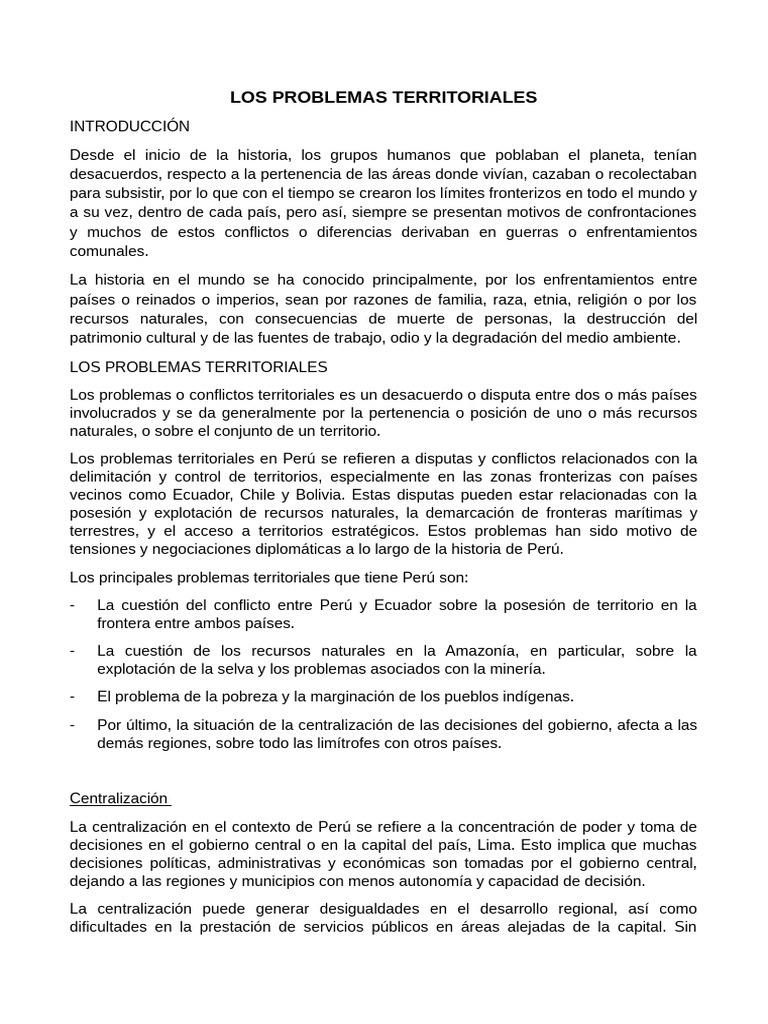 Los Problemas Territoriales | PDF | Desigualdad social | Discriminación ...