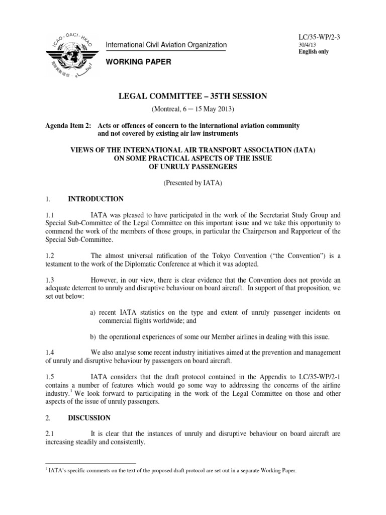 LC35.WP.2-3 IATA - English Only | PDF | Airlines | Prosecutor