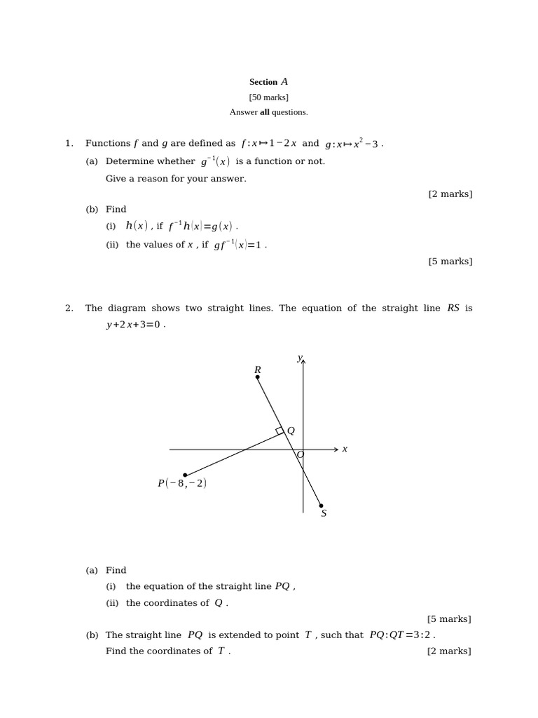 Advanced Mathematics Problem Set | PDF | Function (Mathematics) | Equations