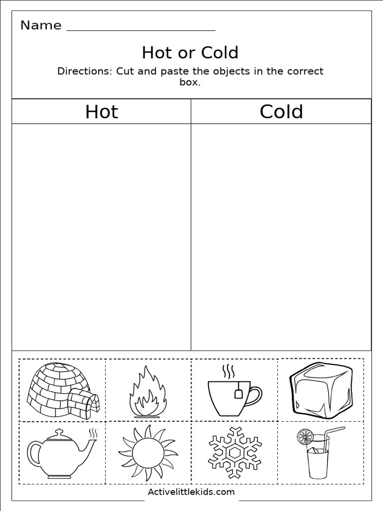 Hot and Cold Worksheets For Preschool | PDF