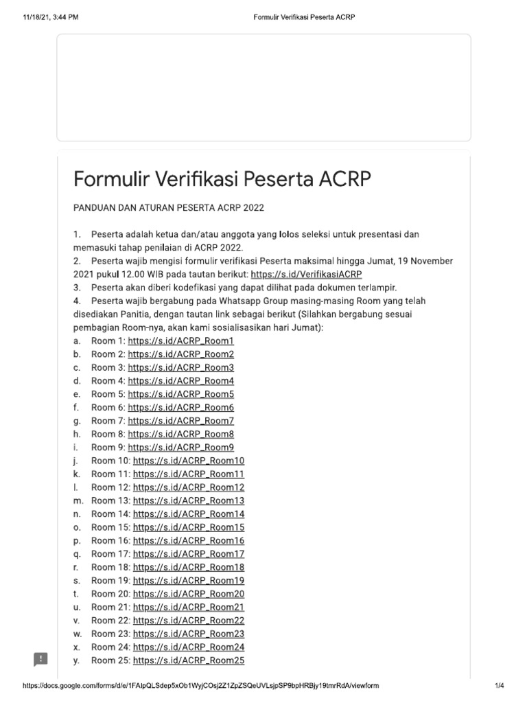 Formulir Verifikasi Peserta ACRP | PDF