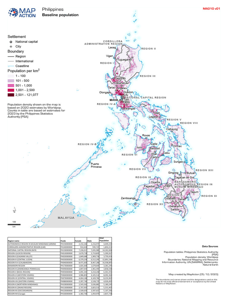 Philippines Population Density Map 2023 | PDF | Philippines