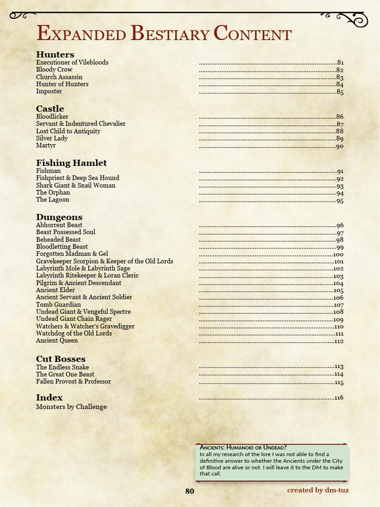Hunter's Bestiary - DM Tuz Part 2 | PDF