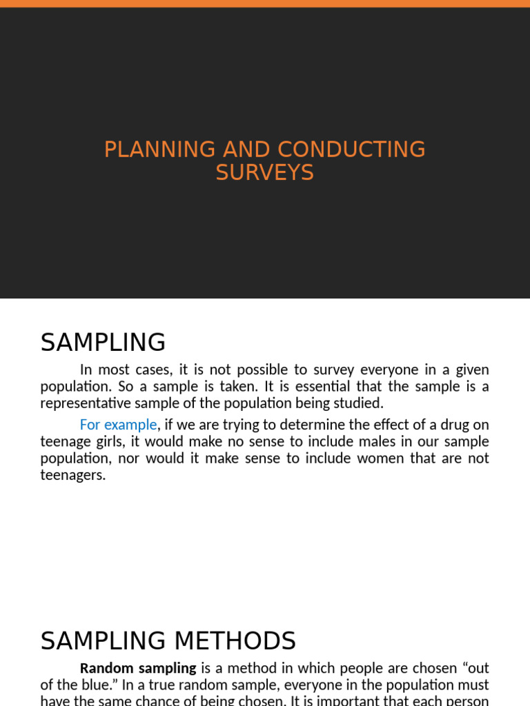 Planning and Conducting Surveys | PDF | Sampling (Statistics) | Statistics