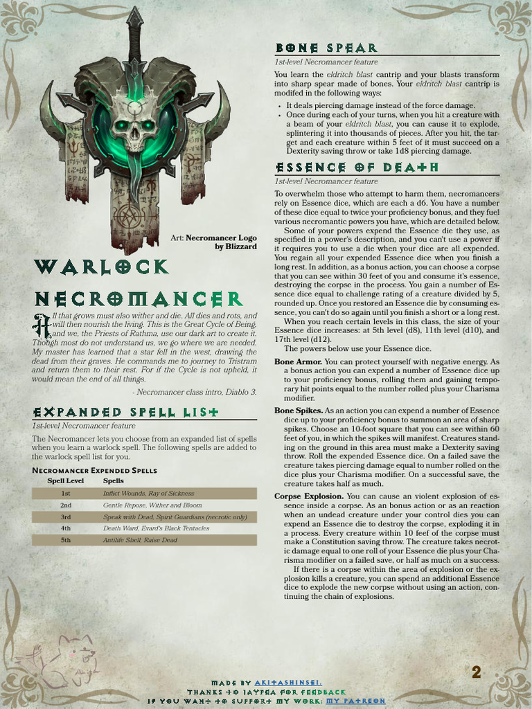 DND Diablo. Necromancer | PDF