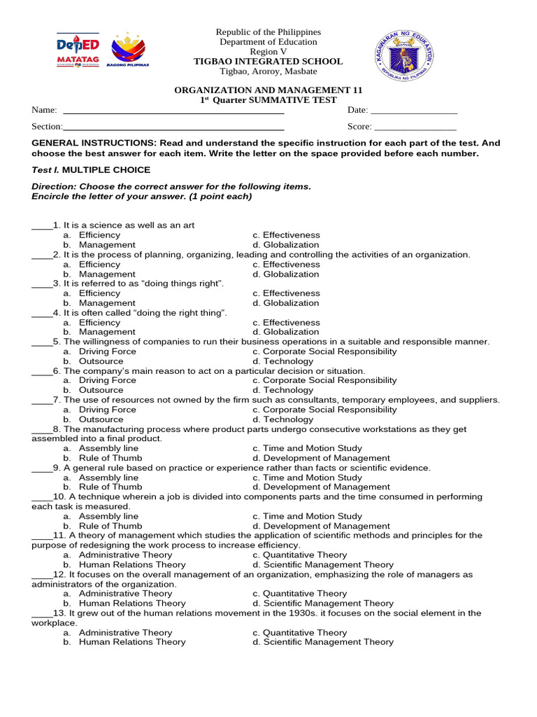 Summative Test | PDF | Sampling (Statistics) | Communication