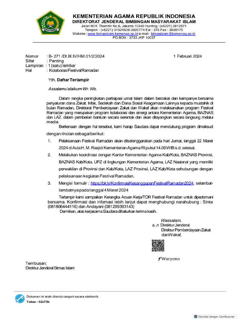 Undangan Daftar Terlampir (Kolaborasi Festival Ramadan) | PDF