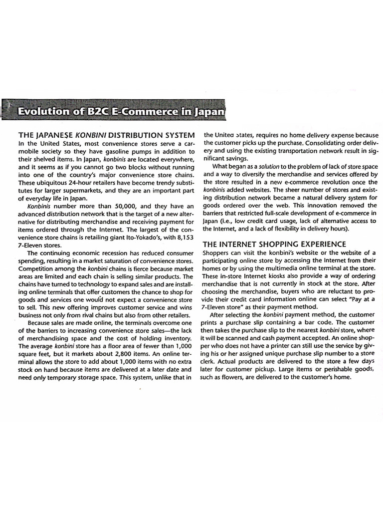 Evolution of B2C E-Commerce in Japan | PDF