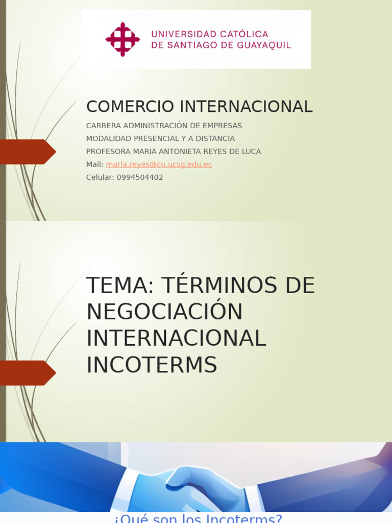Presentacion General Incoterms | PDF | Logística | Negocios Internacionales