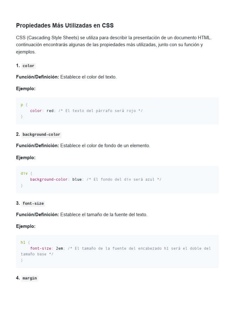 Propiedades Más Utilizadas en CSS | PDF | Desarrollo web | Informática