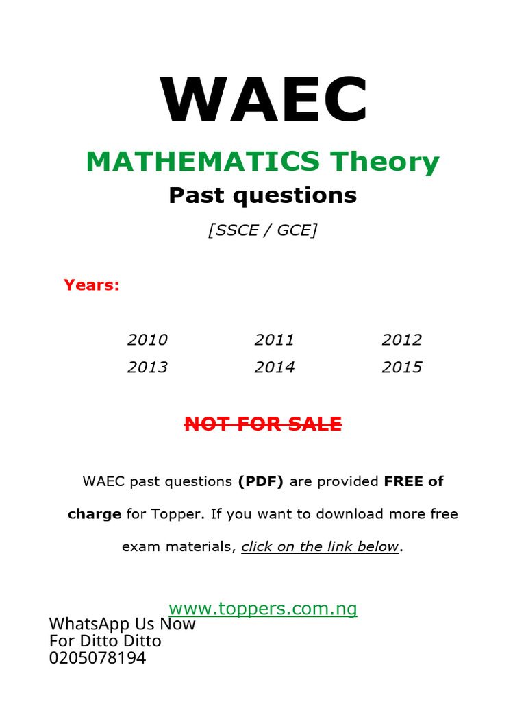 Wassce 2024 Well Selected Core Maths Past Questions You Should Focus ...