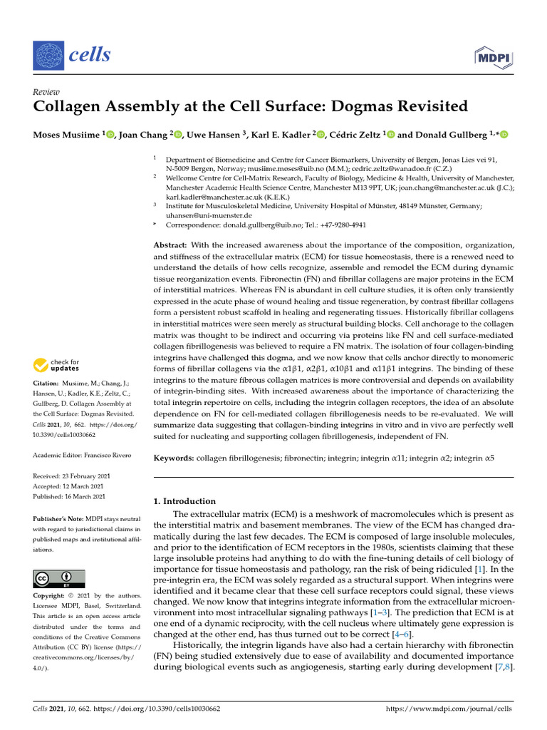 Collagen Assembly at The Cell Surface - Dogmas Revisited | PDF ...