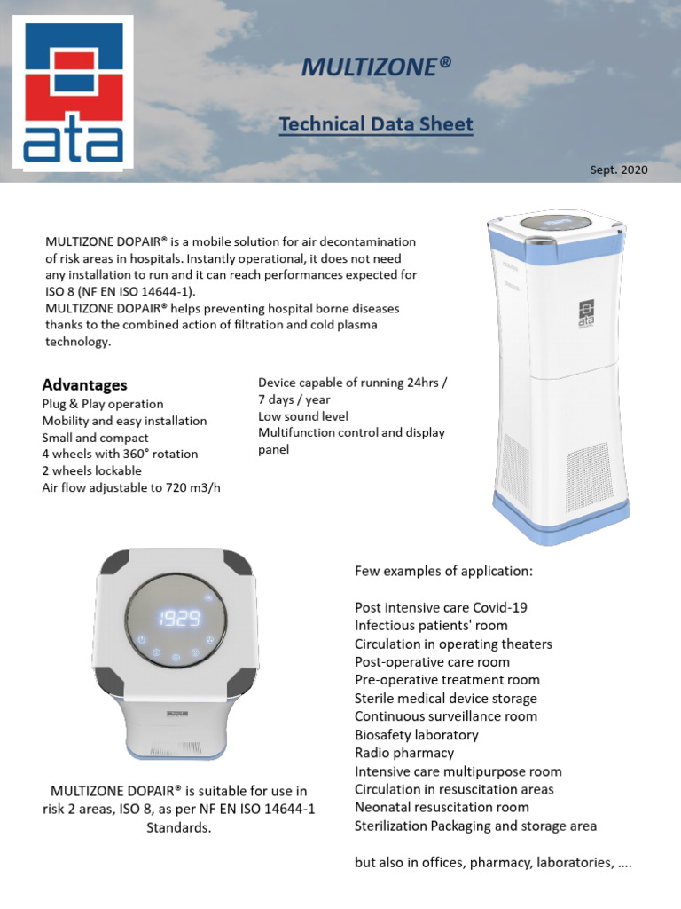 2020 Technical Datasheet Multizone | PDF | Filtration | Plasma (Physics)