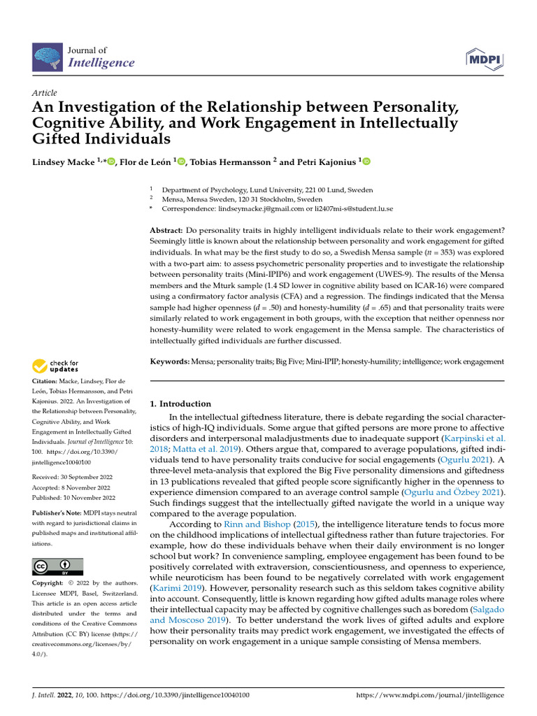 Macke 2022 Relationship Between Personality, Cognitive Ability, and ...