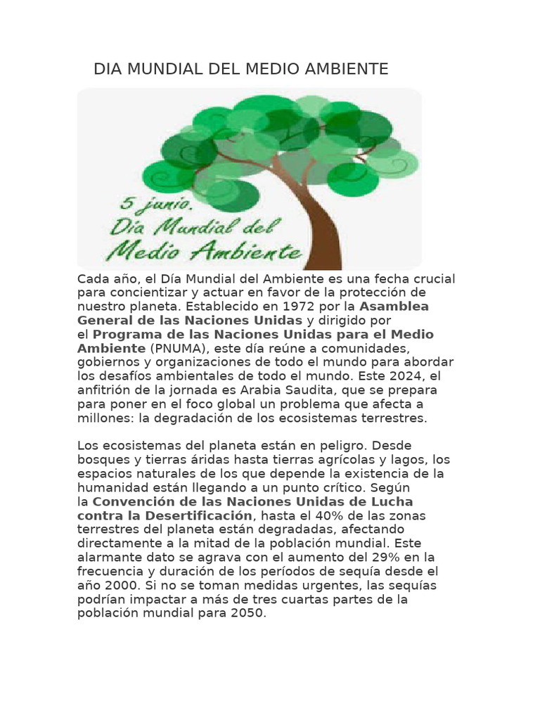 Día Mundial del Medio Ambiente 2024 | PDF | Entorno natural ...