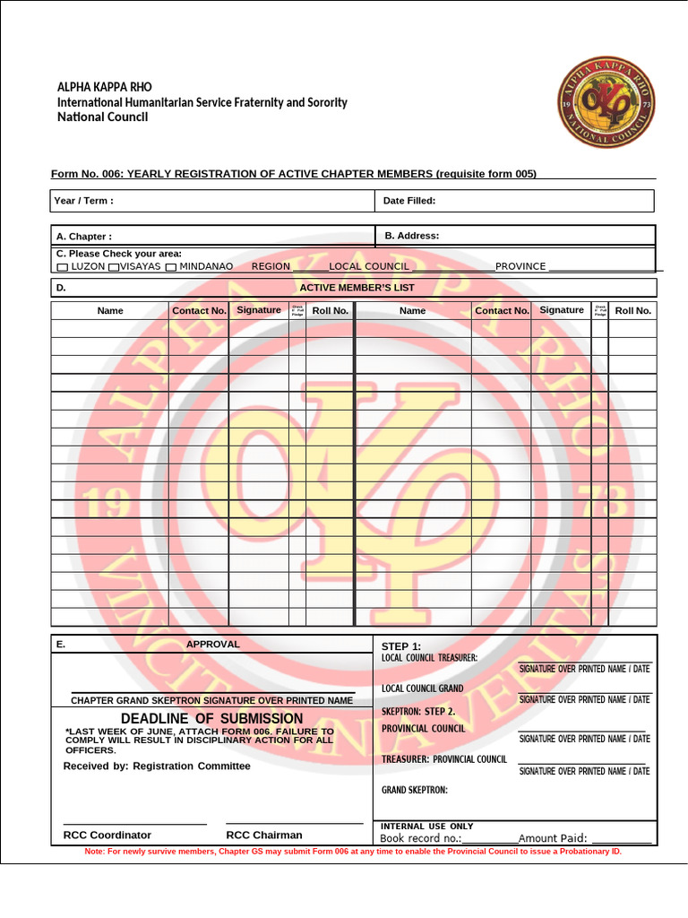 Yearly Registration for Active Members | PDF | Fraternities And ...
