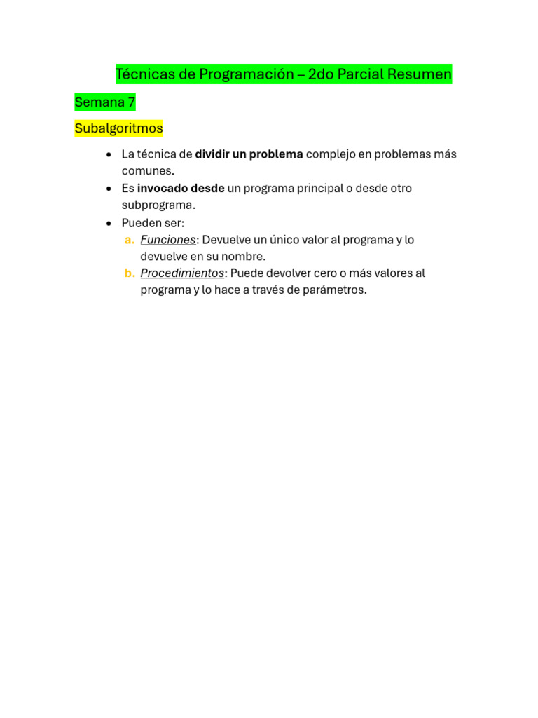 Subalgoritmos y Funciones en Programación | PDF | Programa de ...