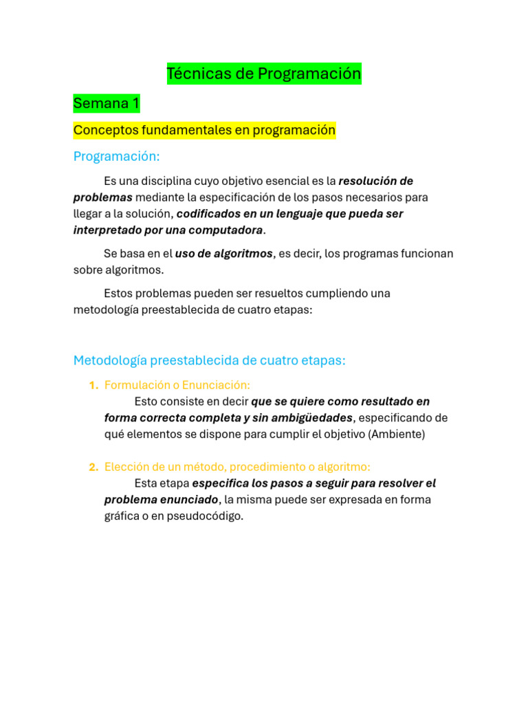 Resumen 1erparcial TDLP | PDF | Algoritmos | Tipo de datos