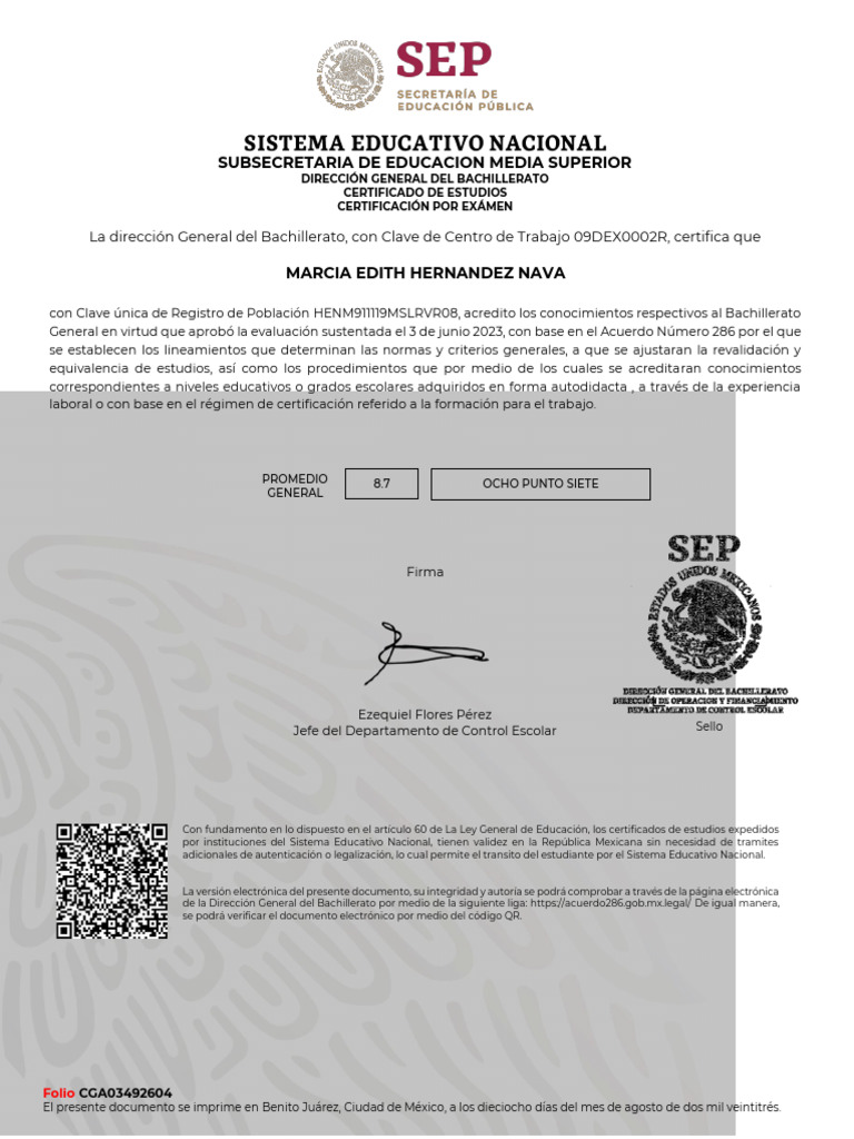 01 Ceneval Acuerdo 286 - Marcia Edith Hernandez Nava | PDF