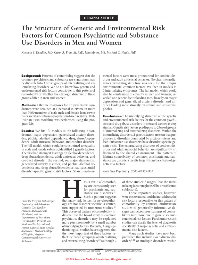 The Structure of Genetic and Environmental Risk Factors For Common ...