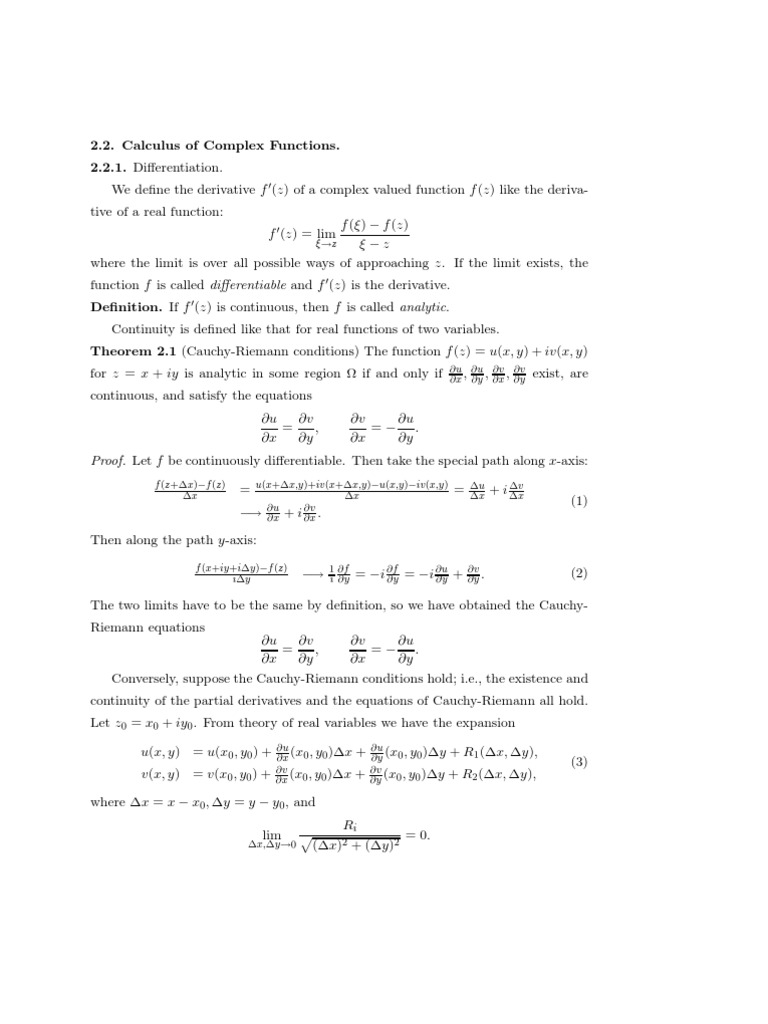 Complex Function Derivatives | PDF | Complex Analysis | Derivative